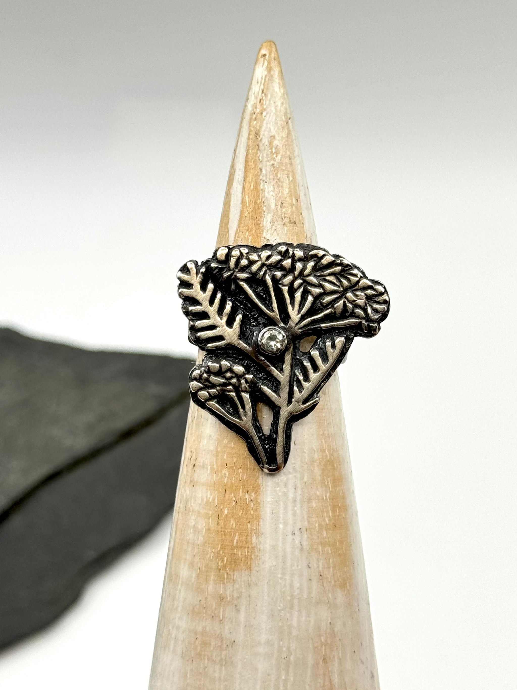 •YARROW• white topaz + silver ring (size 7.5)