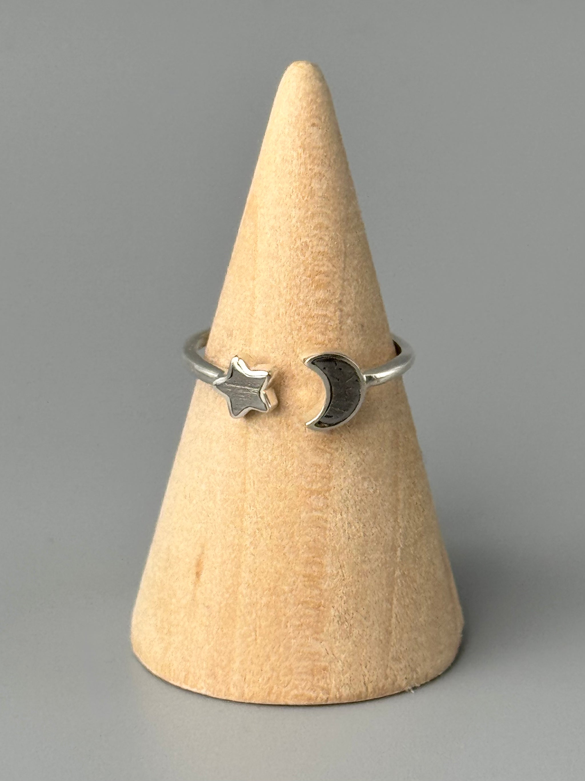 •METEORITE - STAR & MOON• adjustable silver ring