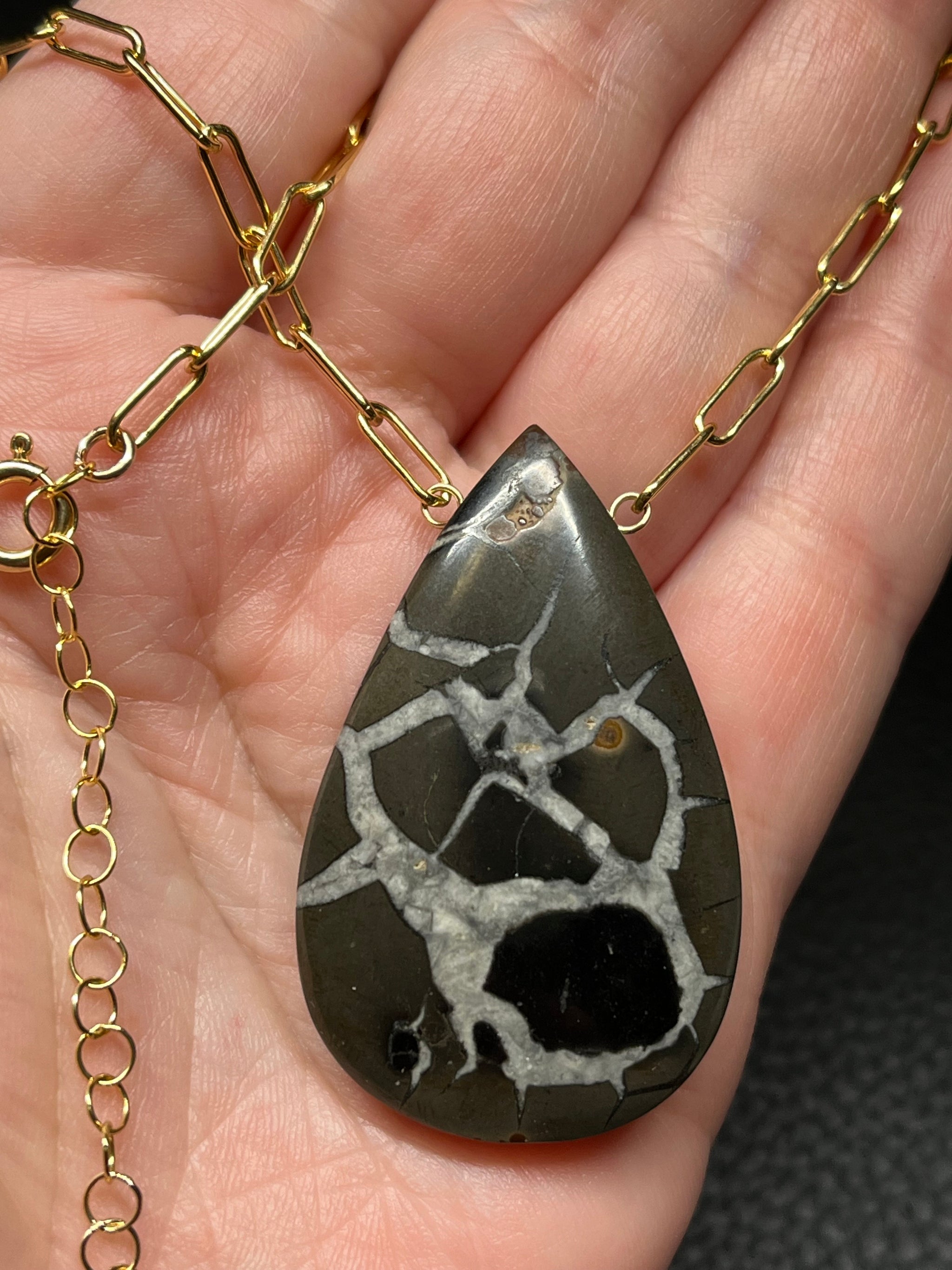 •AEON• septarian nodule + gold necklace (18"-20")