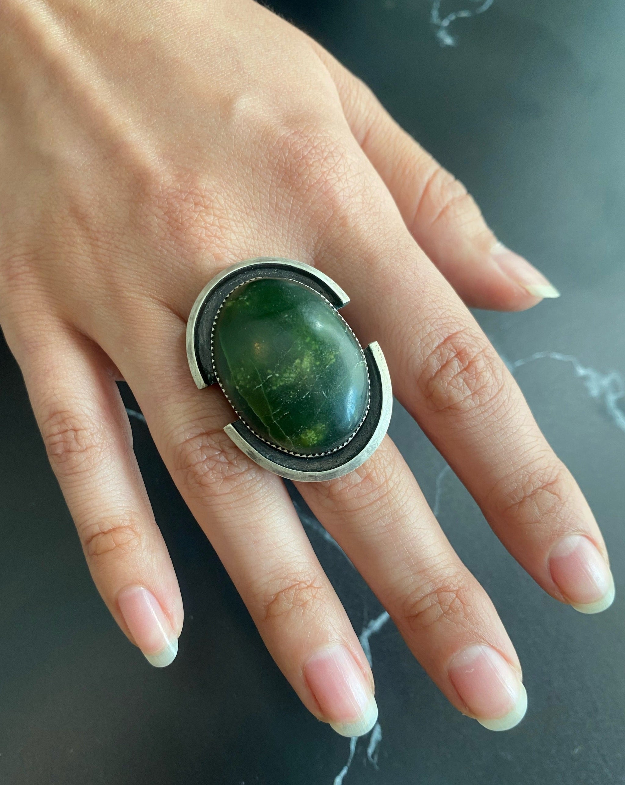 SPARTAN • jade + silver ring